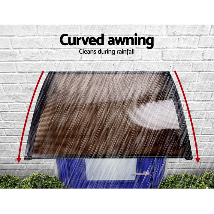 Instahut Window Door Awning Door Canopy Patio UV Sun Shield BROWN 1mx4