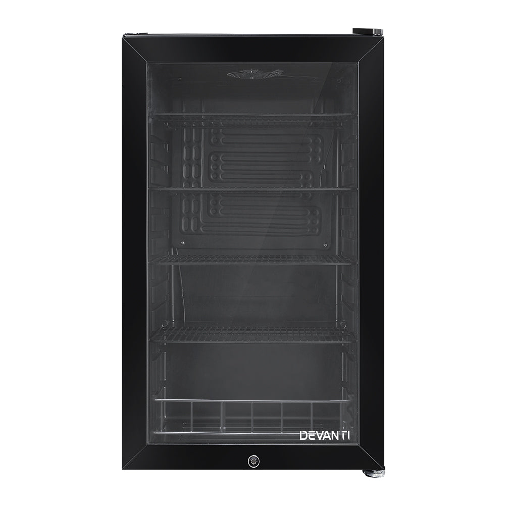 Devanti 98L Bar Fridge Glass Door Mini Freezer Fridges Countertop Beve ...