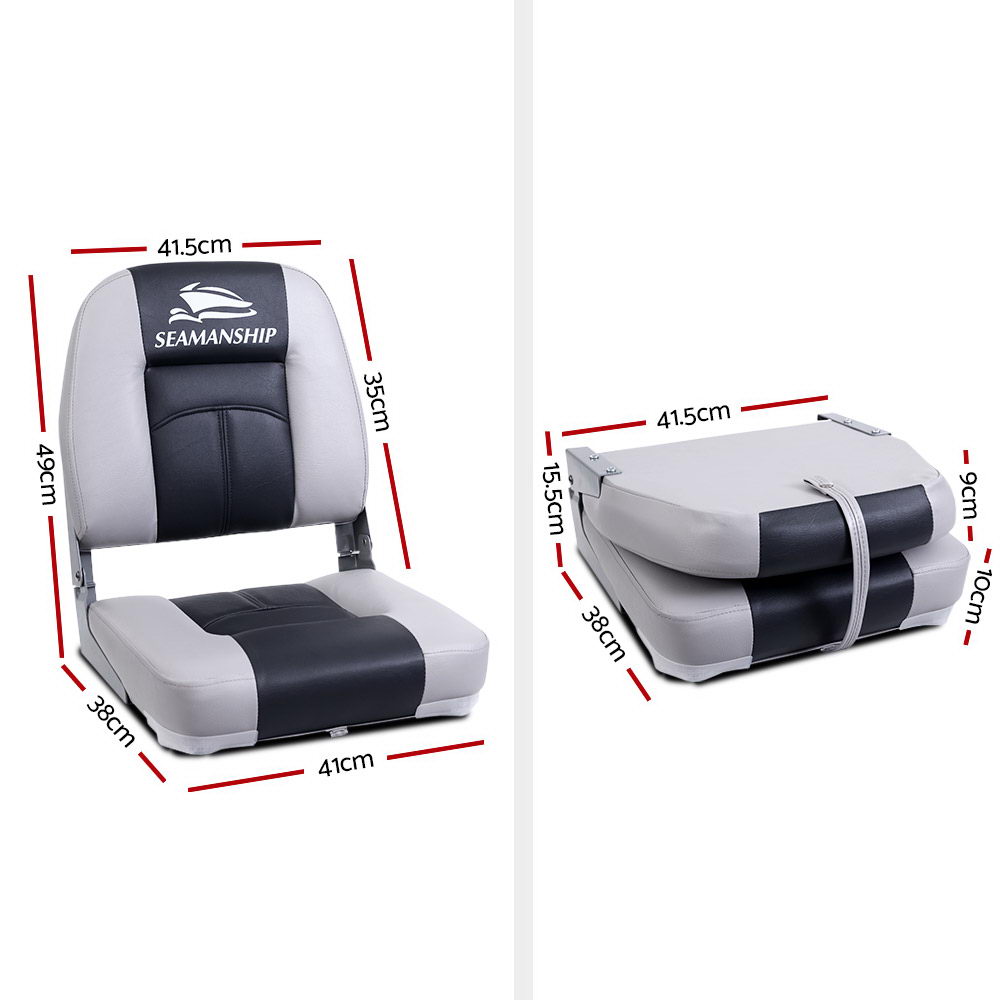 Seamanship Set of 2 Folding Boat Seats Seat Marine Seating Set Swivels
