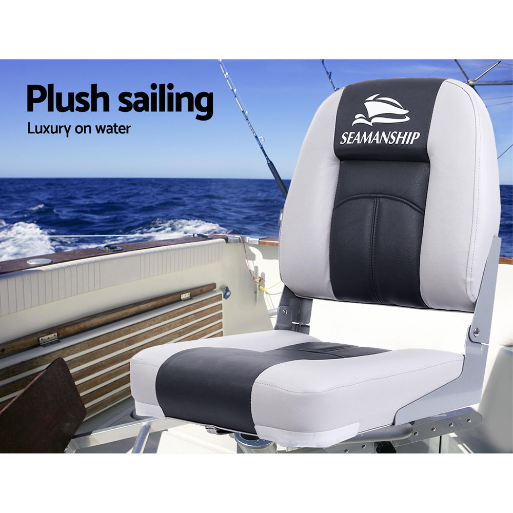 Seamanship Set of 2 Folding Boat Seats Seat Marine Seating Set Swivels ...