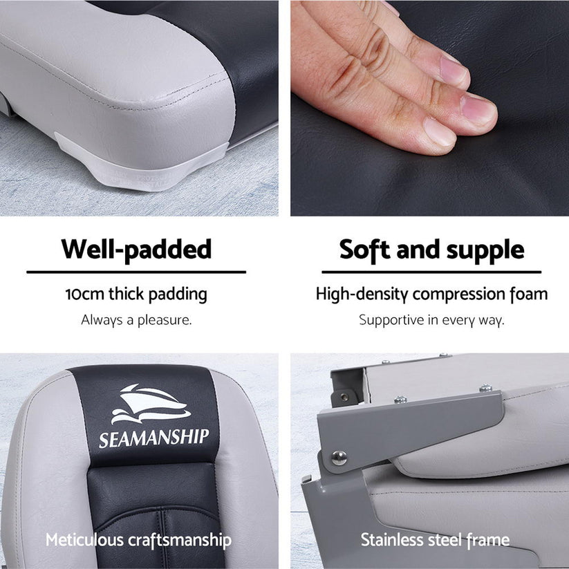 Seamanship Set of 2 Folding Boat Seats Seat Marine Seating Set Swivels