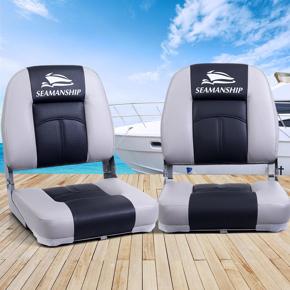 Seamanship Set of 2 Folding Boat Seats Seat Marine Seating Set Swivels