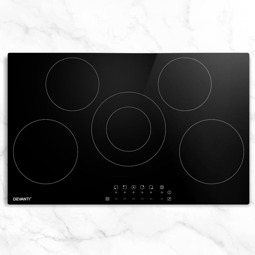 Devanti 90cm Ceramic Cooktop Electric Cook Top 5 Burner Stove Hob Touc