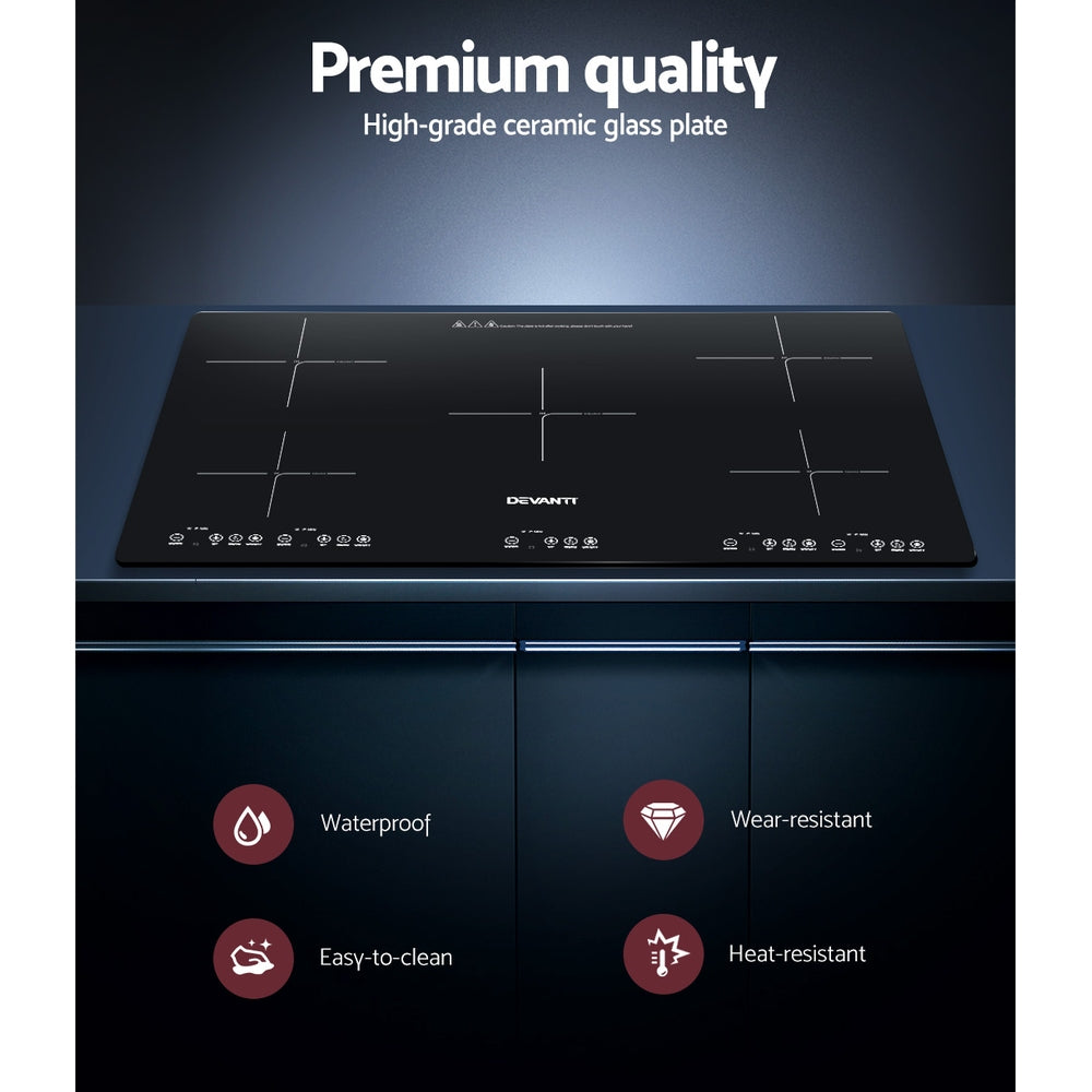 Devanti Induction Cooktop 90cm Electric Hob Stove Cooker Ceramic Black
