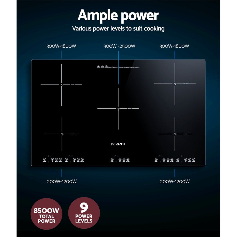 Devanti Induction Cooktop 90cm Electric Hob Stove Cooker Ceramic Black