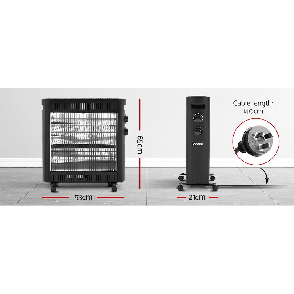 Devanti 2200W Infrared Radiant Heater Portable Electric Convection Hea