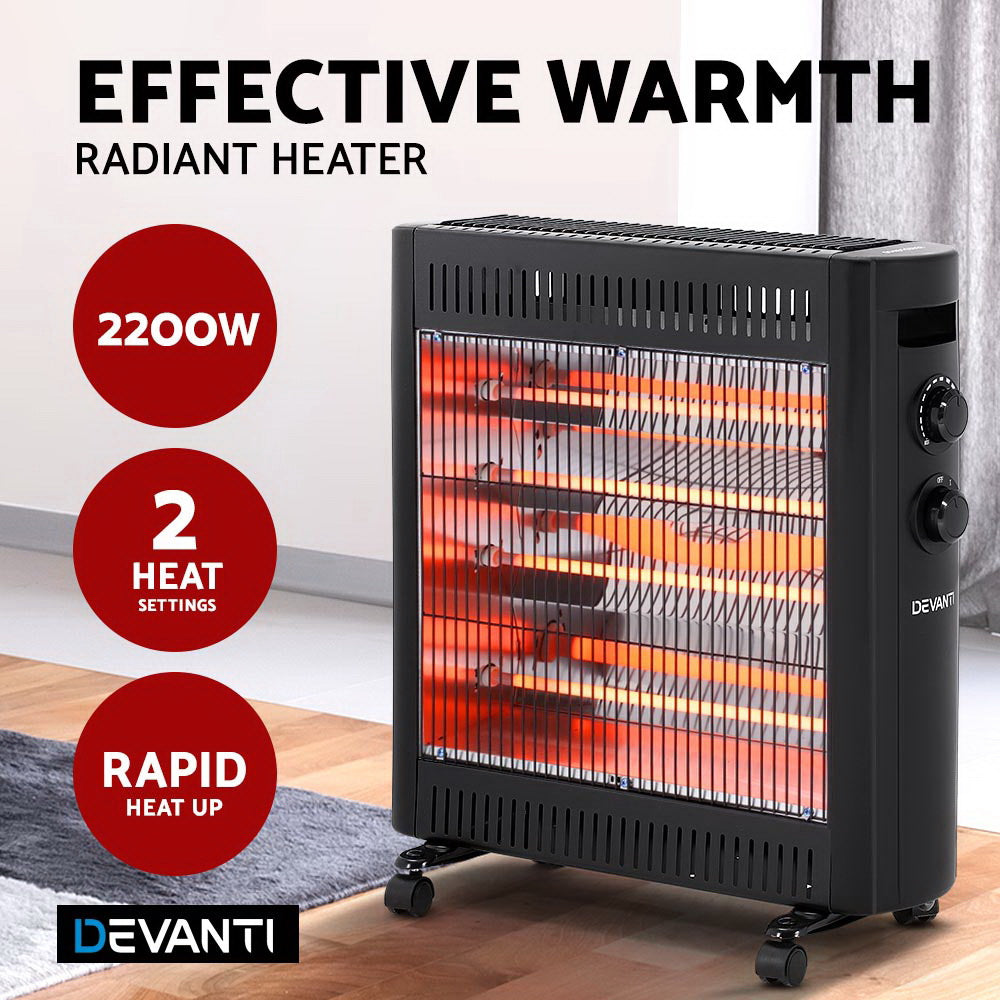 Devanti 2200W Infrared Radiant Heater Portable Electric Convection Hea