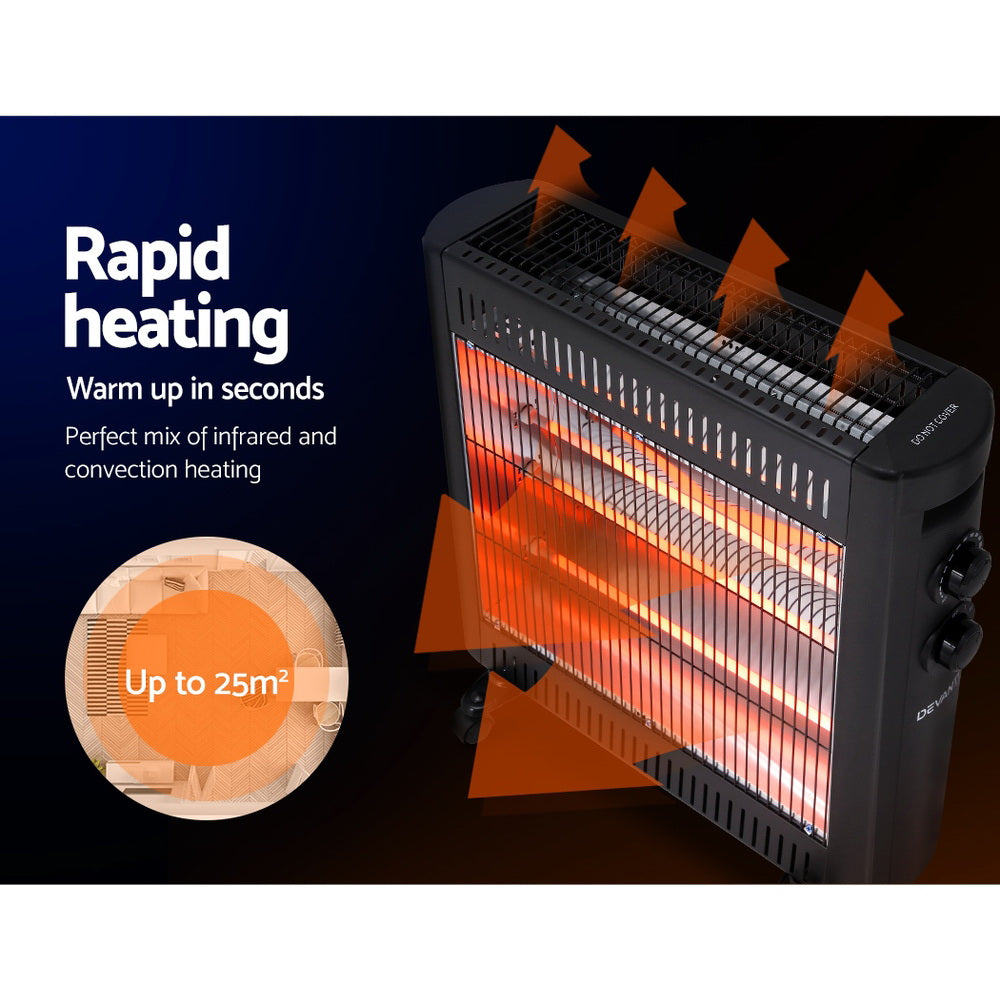 Devanti 2200W Infrared Radiant Heater Portable Electric Convection Hea