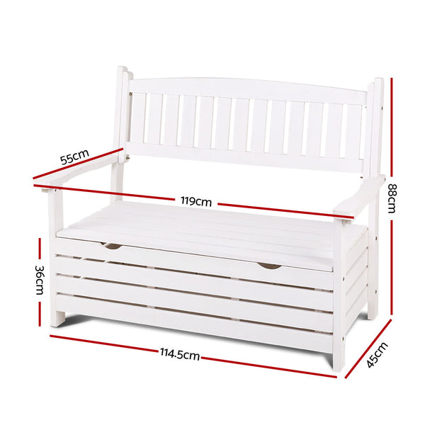 Gardeon Outdoor Storage Bench Box Wooden Garden Chair 2 Seat Timber Fu