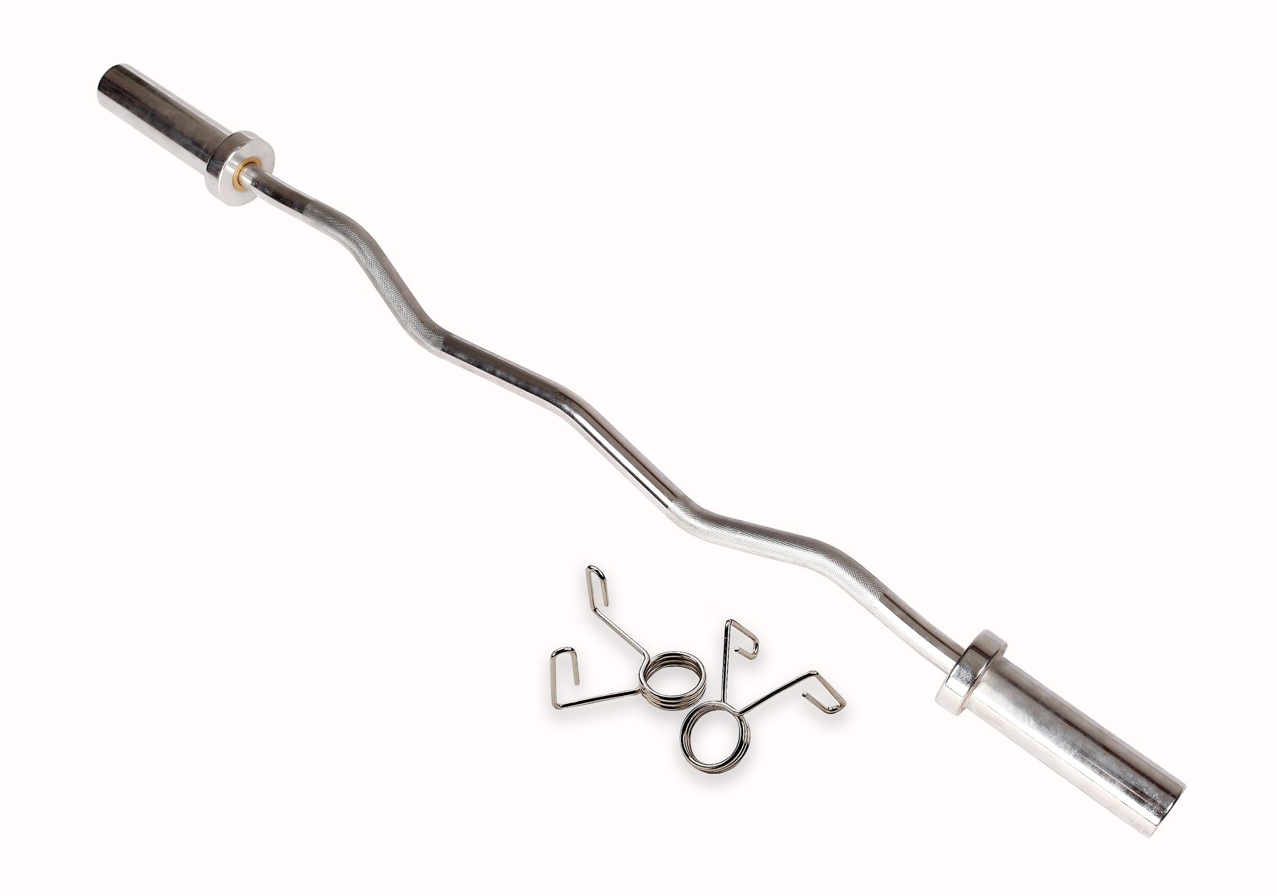 Chrome Olympic Curl Bar Barbell Heavy Duty EZ with Spring Collars ...