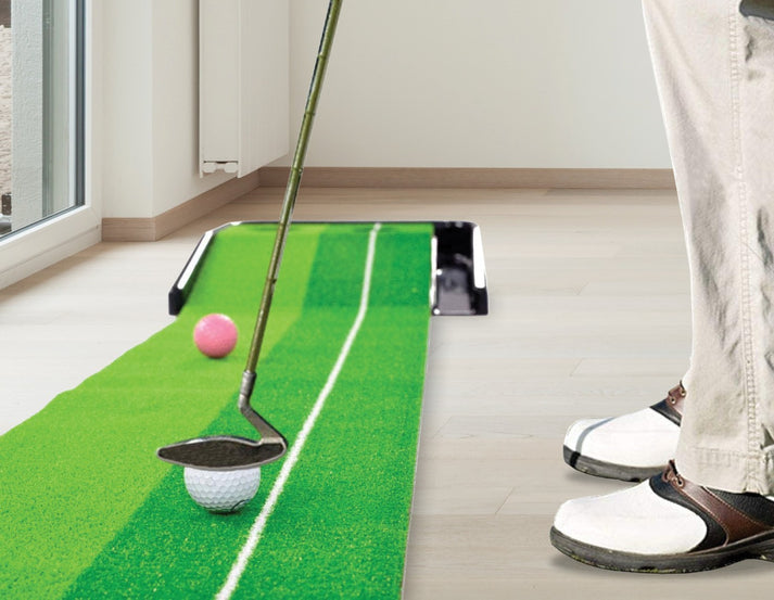 Indoor Practice Putting Green 2.5m Mat Inclined Ball Return Fake Grass