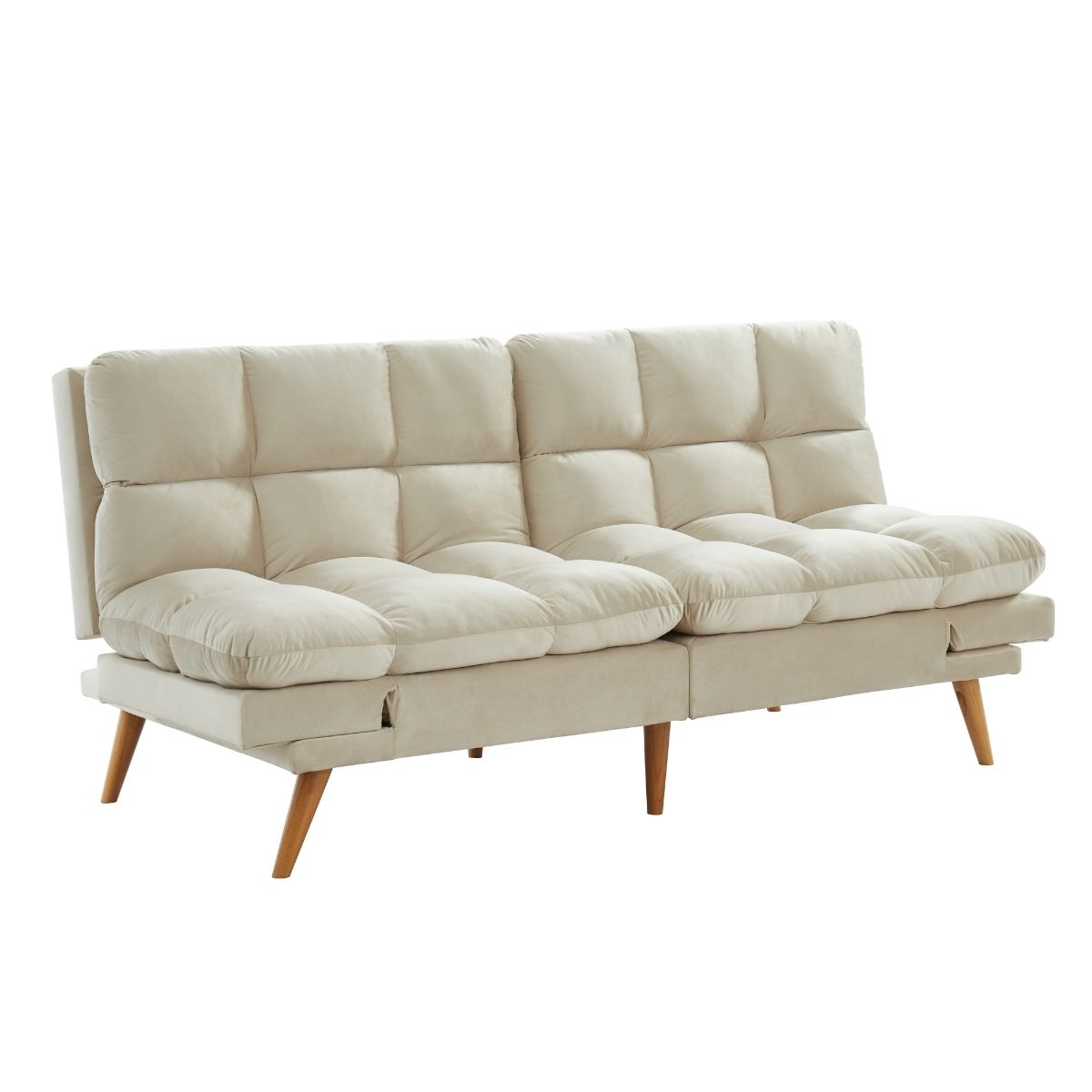 Alexa 3 Seater Velvet Sofa Bed Futon Cream – Shopping Planet