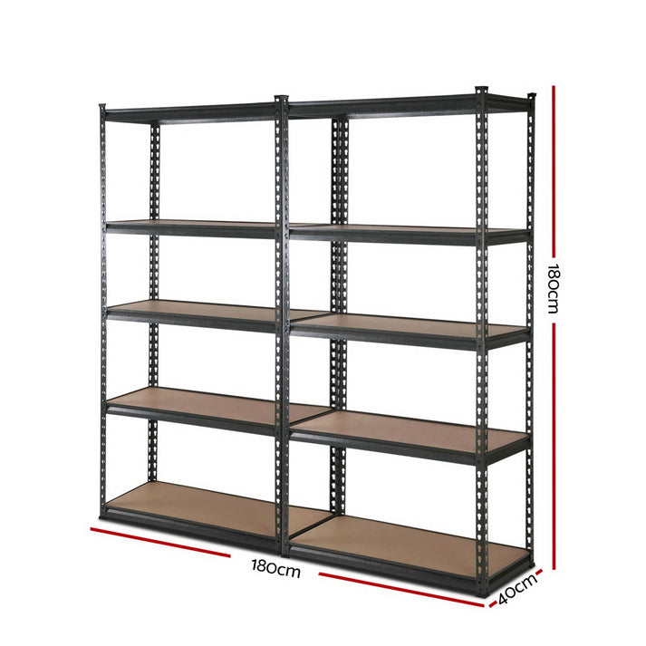 2x1.8M 5-Shelves Steel Warehouse Shelving Racking Garage Storage Rack