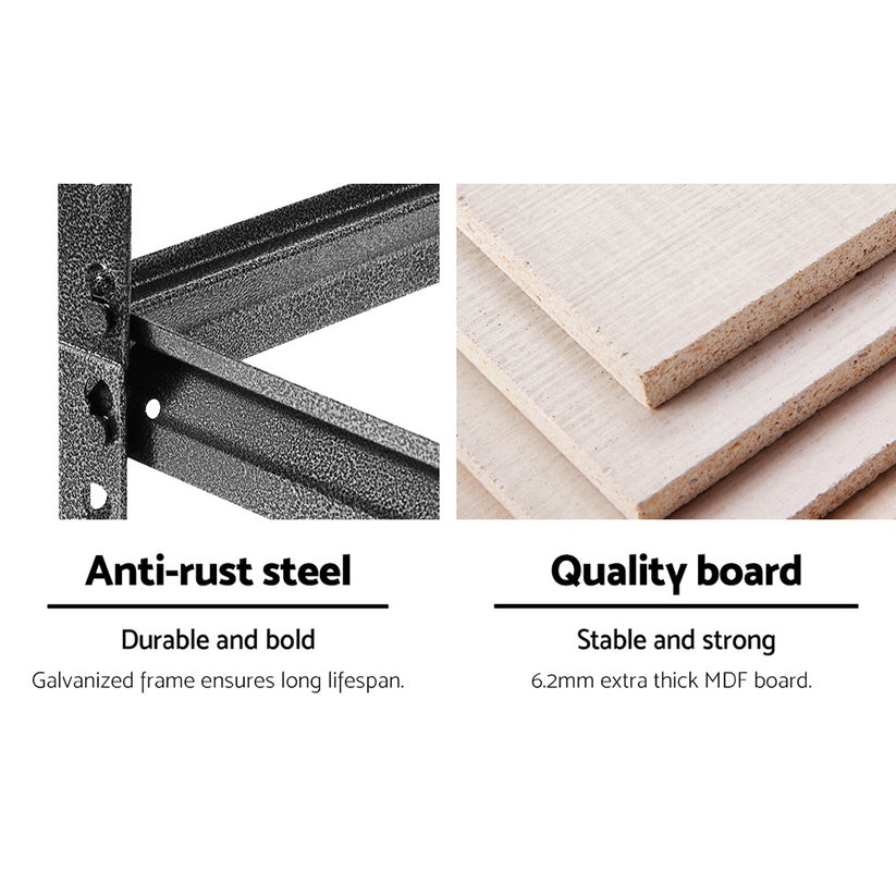 2x1.8M 5-Shelves Steel Warehouse Shelving Racking Garage Storage Rack