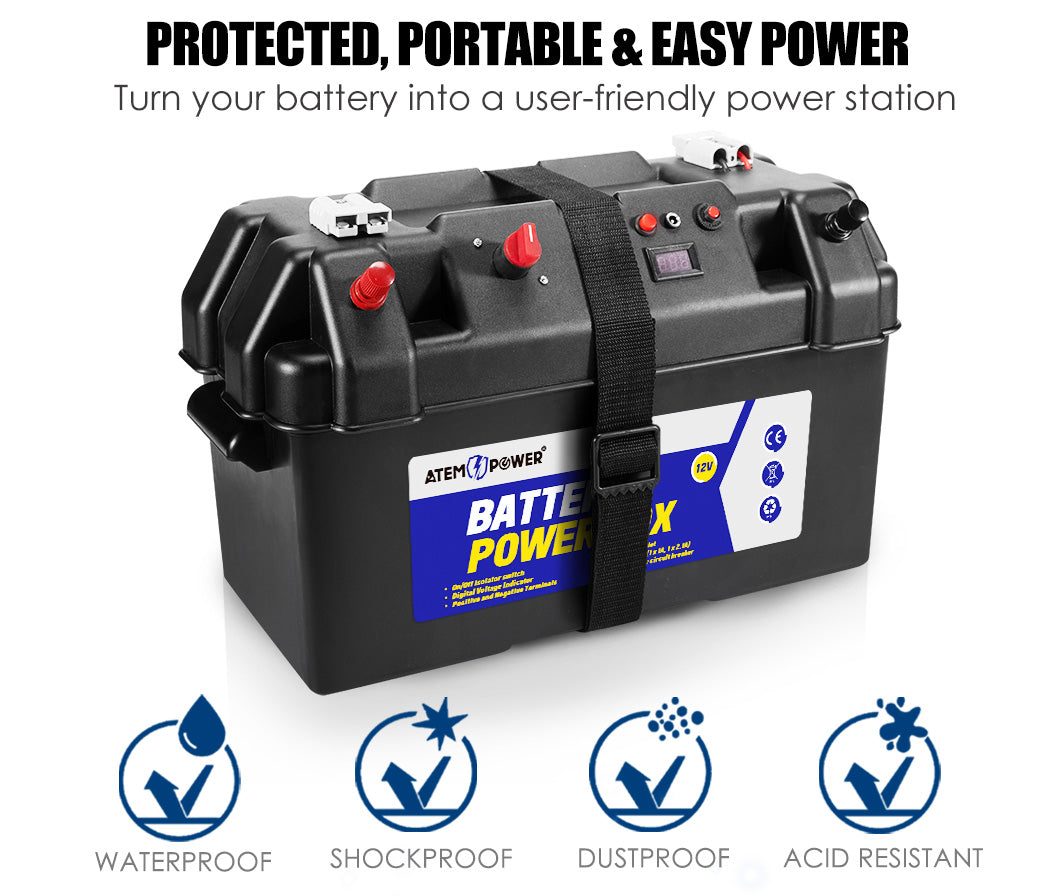 ATEM POWER Battery Box 12V Portable Deep Cycle AGM Universal Camping L ...