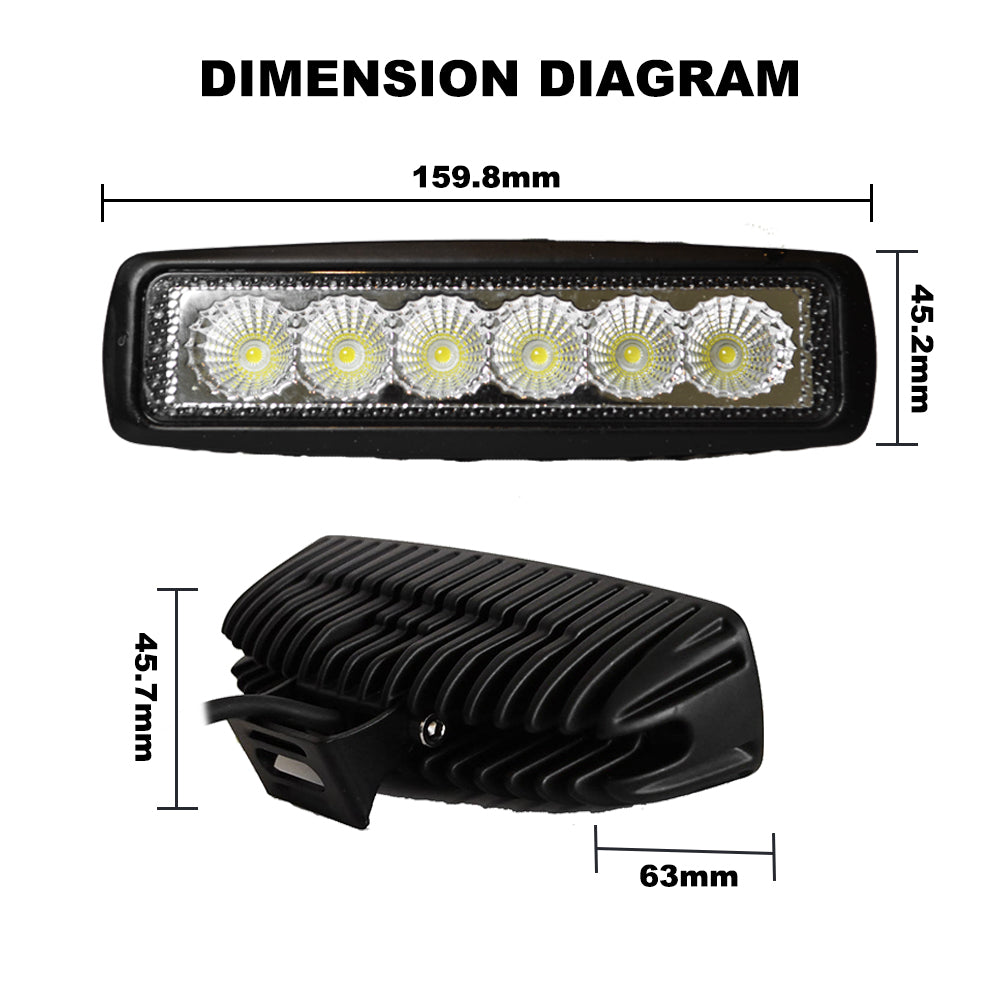 Pair 6inch 30W LED Work Light Bar Flood Reverse Fog Lights 4WD