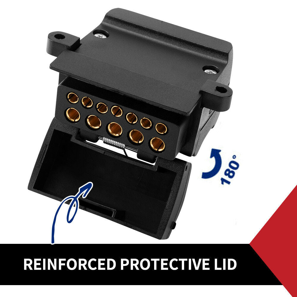 Trailer Caravan Camper Adaptor 12 Pin Flat Trailer Socket Plug Set Con