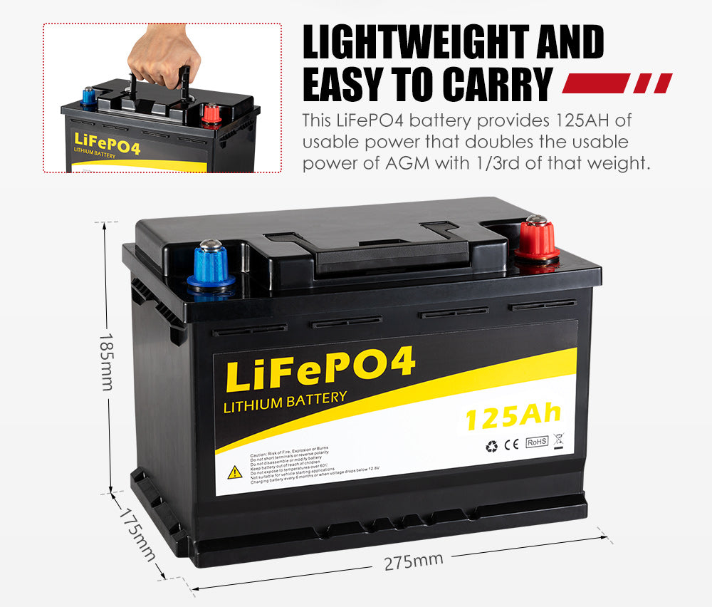 125Ah 12V Lithium Battery LiFePO4 Iron Rechargeable Sealed Deep Cycle ...