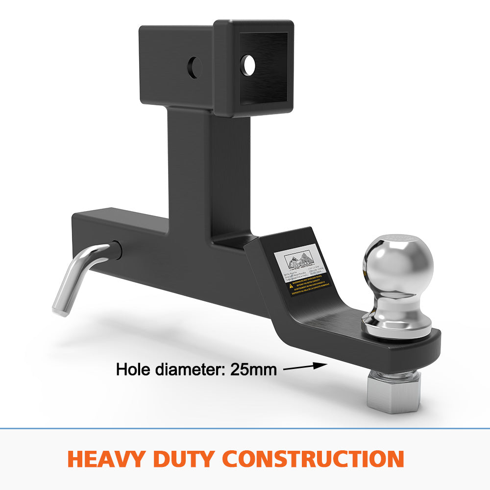 Dual Hitch Ball Mount Tongue Multi Use 2" Tow Bar Trailer Camper Bike ...