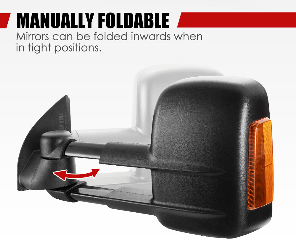 Pair of Extendable Towing Mirrors for Ford Ranger Raptor 2012-ON with ...