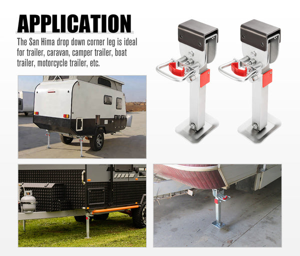 2pcs 400MM Corner Legs Drop Down W/Handle Steel Base 1200LBS Caravan S