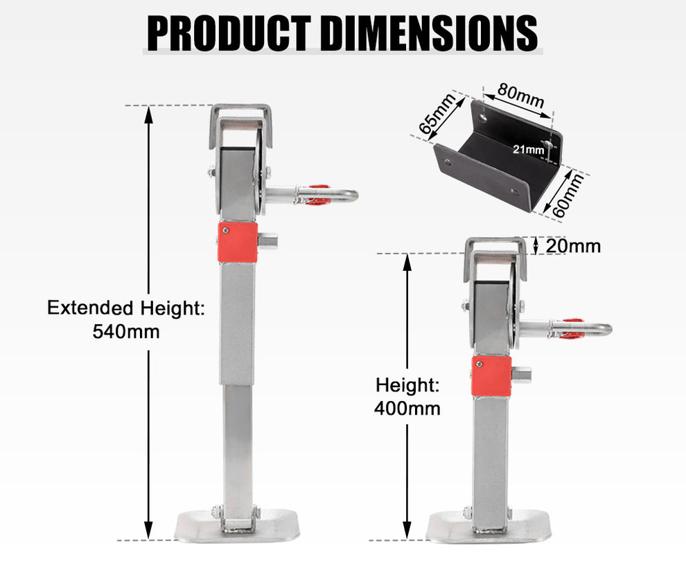 2pcs 400MM Corner Legs Drop Down W/Handle Steel Base 1200LBS Caravan S