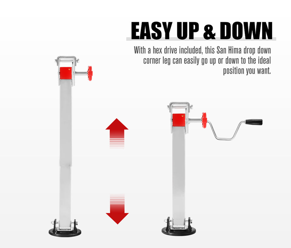 2x 740mm Drop Down Corner Steadies Stabilizer Legs Caravan Camper Trai
